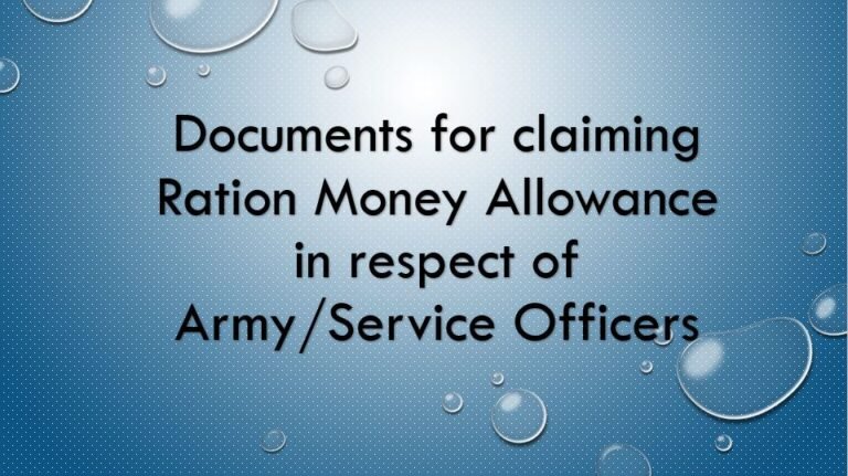 Documents for claiming Ration Money Allowance in respect of Army ...