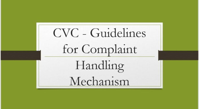 CVC – Guidelines for Complaint Handling Mechanism – Govtempdiary